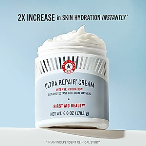 First Aid Beauty Ultra Repair Cream Intense Hydration Moisturizer for Face and Body Bundle – Classic 6 oz Jar + Bonus 1 oz Travel Size Tube