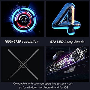3D Hologram Fan WiFi Projector 22.0in, 3D Hologram Advertising Display Fan, 1600x672P Holographic Projector Fan for Business Store Shop(US)