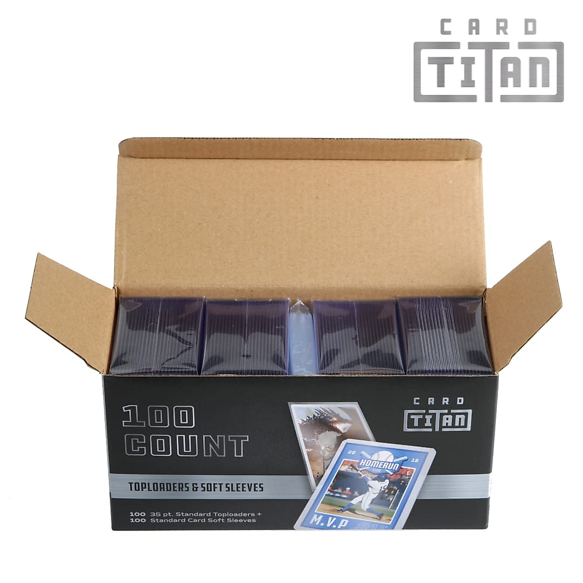 CARD TITAN PRO 3" x 4" Standard 35pt Toploaders and Soft Sleeves - Premium Quality Ultra Clear Card Sleeves - Top Loaders for Cards and Penny Sleeves for Trading Cards - Baseball Card Sleeves (200ct)