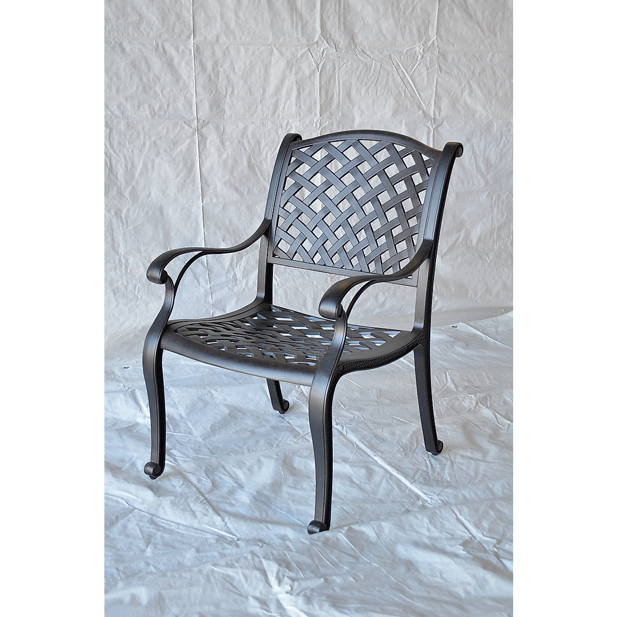 Nassau Outdoor Patio 9-pc Dining Set 64 X 64 Cast Aluminum (9-pc Set (with 8 Regular Chairs), Walnut)