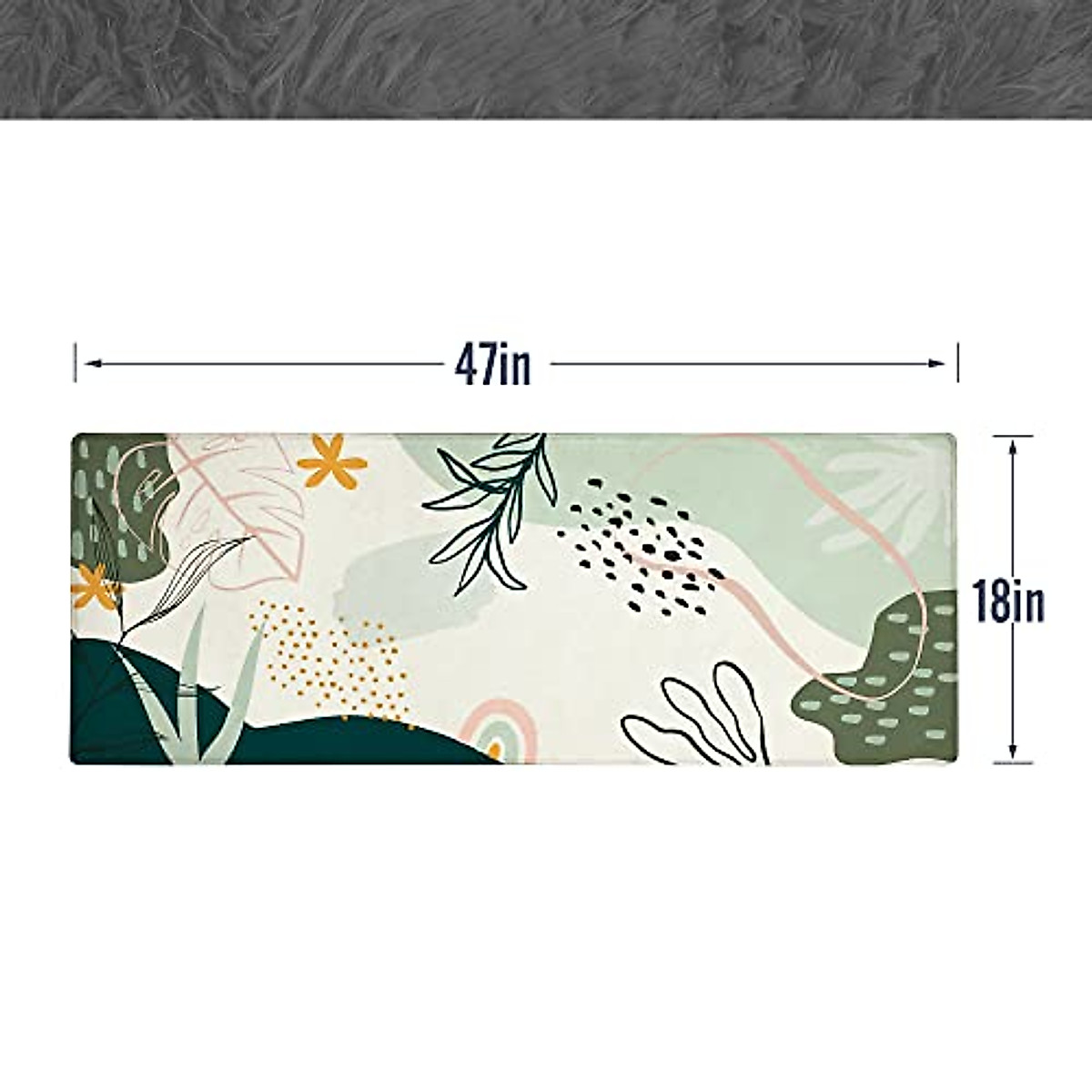 Cinbloo Modern Abstract Long Bathroom Runner Rugs 18x47 Inch Cute Boho Green Plant Leaves Bath Mat Non Slip Area Rugs Soft Wool Floor Carpet Tropical Botanical Rug for Doormat Tub Bedroom Home Decor