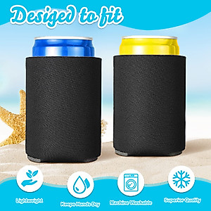 CHENGU 80 Pieces Can Coolers Soft Insulated Soda Cover Coolies Blank Can Covers Collapsible Can Cooler Sleeves Plain Can Sleeves for Soda Beverage DIY Customizable Weddings Party(Black)