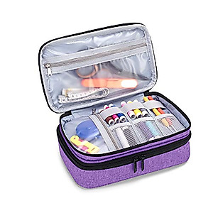 Luxja Sewing Accessories Organizer, Double-Layer Sewing Supplies Organizer for Needles, Scissors, Measuring Tape, Thread and Other Sewing Tools (NO Accessories Included), Purple