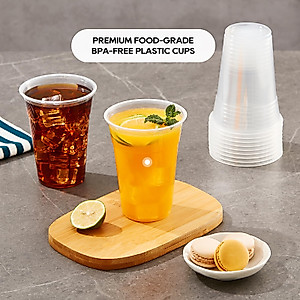 100 Pack 16 OZ Clear Plastic Cups, Cold Party Drinking Cups, Clear Disposable Cups Fruit/Ice Cream/Cupcake/Iced Cold Drinks