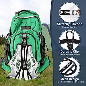 Footwear Clip for Backpack, Doormoon Shoe Clips Shoe Holster for Carrying Shoes on Bag Sport Accessories (BlackGrey, Medium)