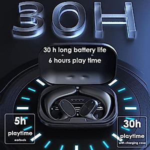 Open Ear Headphones Wireless Bluetooth Running Earbuds with Earhooks Air Conduction Headphones Waterproof Over The Ear Wireless Earbuds for Gym Cycling Workout Sport Open Ear Earbuds with Ear Hook