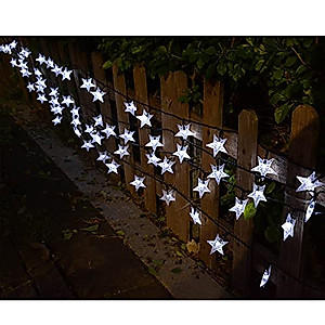 Homeleo Outdoor Solar Star String Lights, 50FT 120LED Solar Powered Twinkle Fairy Lights Waterproof for Garden, Fence, Umbrella, Canopy, Gazebo, Pergola, Balcony, Landscape, Christmas Decor, White