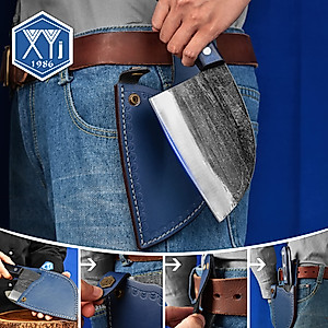 XYJ Full Tang Ancient Butcher Chef Knives Boning Fillet Knife With Carry Sheath Stainless Steel Meat Vegetable Knife For Camping Hunting Outdoor