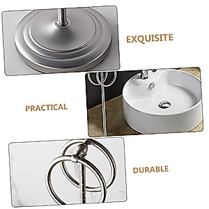 Zerodeko 1pc Hanging Decorative Store Stand Bathroom Floor-Standing Silver Holder Storage Towel Movable Practical Towels Fingertip Standing Hand Accessory for Stainless Countertops