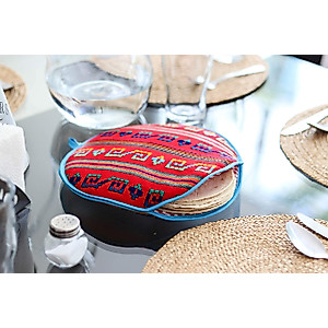 Authentic Mexican Cloth Tortilla Holder Warmer Pouch 1Pz Double Sided. Insulated Tortillera Microwave Oven Safe for Corn, Flour Taco, Burrito, Quesadilla,Bread, Roti. Tortillero Termico de Tela Red
