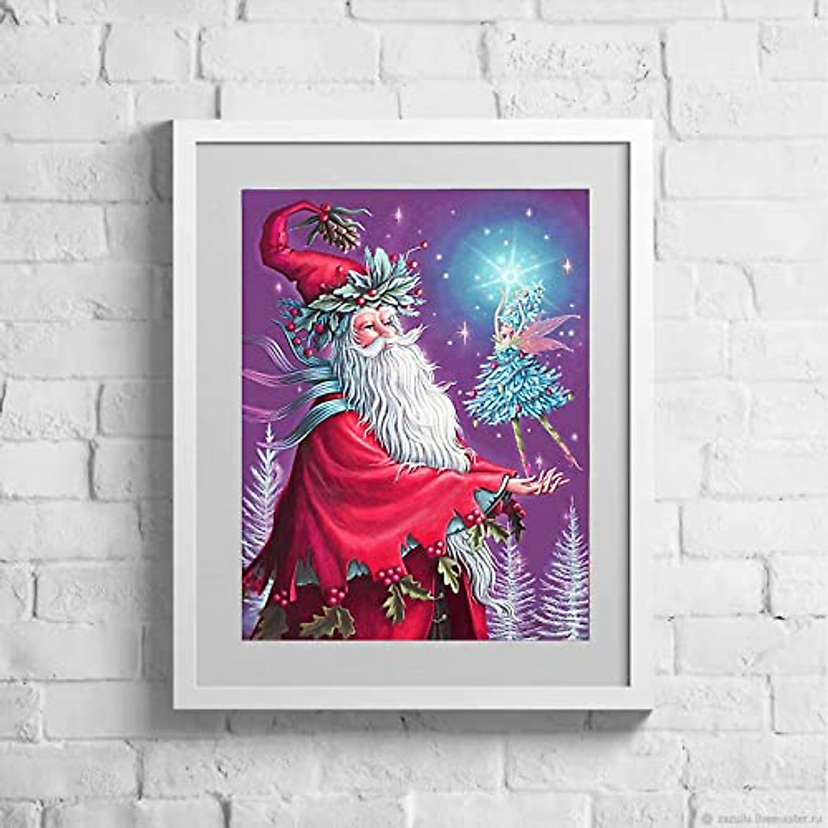 Maripabon 5D Painting by Numbers Kits for Adult Santa Claus Blessed Angel Full Diamond Round Diamond DIY Embroidery Arts Craft for Home Wall Decor, 11.8x15.7 Inch