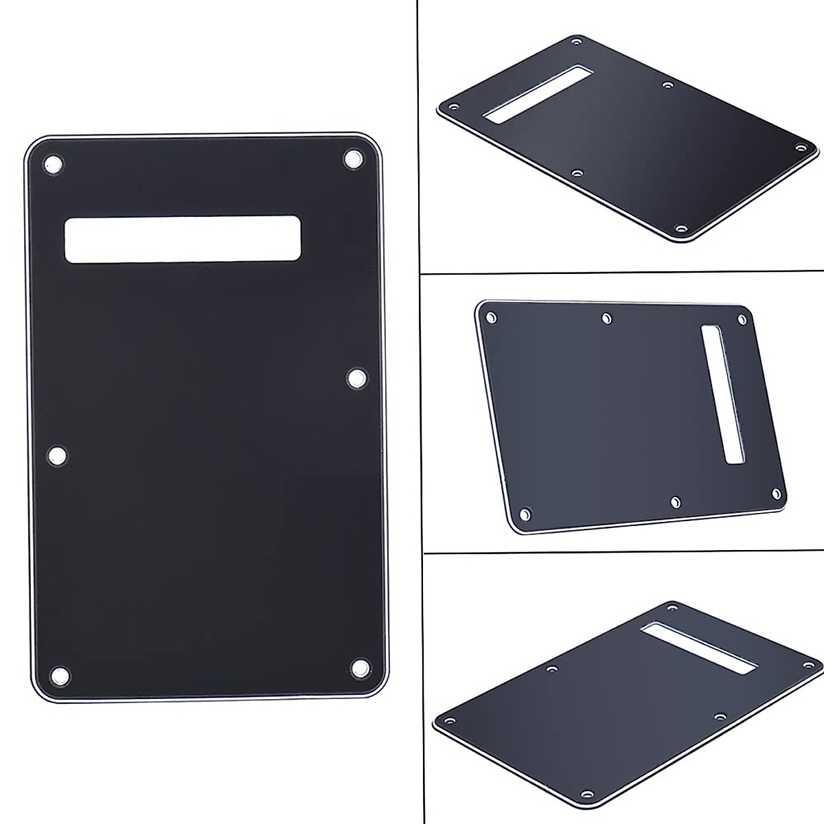 Sasuori Pickguard Tremolo Cavity Cover Backplate Back Plate 3Ply for Modern Style Electric Guitar Black
