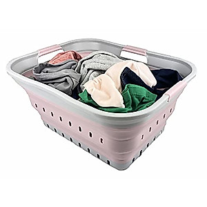 SAMMART 42L(11 Gallon) Collapsible Plastic Laundry Basket - Foldable Pop Up Storage Container/Organizer - Portable Washing Tub - Space Saving Hamper/Basket