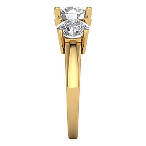 Clara Pucci 3.25 ct Round Cut 3 stone Genuine White Lab Created Sapphire Engagement Promise Anniversary Bridal Ring 18K Yellow Gold 10.5