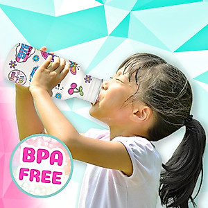 ACTIVITY KINGS iLY Insulated Hydro Water Bottle With Straw For Girls & Boys | Eco-Friendly, BPA Free | Dishwasher Safe | (2 Markers, 60 Stickers, Kids 6+)