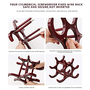 ACOODE Countertop Wine Rack or Water Bottle Holder - 9 Bottle Wine Holder for Wine Storage - Mahogany Bamboo Wine Rack Free Standing for Pantry Cabinet Bar Tabletop Kitchen