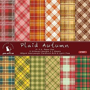 24 Sheet 6"X6" Vintage Colorful Plaid Patterns Decorative Craft Paper Pad, 160GSM Junk Journal Single-Sided Scrapbook Paper, Scrapbooking Card Making Album Supplies