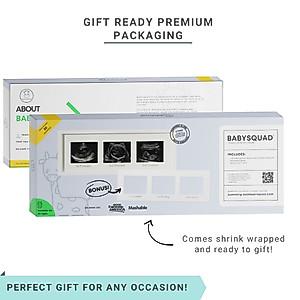 BabySquad Trimester Ultrasound and Sonogram Progression Photo Frame, EXTRA LARGE SIZE, Shatter Resistant Tempered Glass,16.5 x 6.5 INCHES, Bonus Matte Insert, Sawtooth Hanger + Kickstand Stand