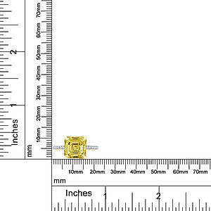 Jewel Zone US Asscher Cut Canary Yellow White Cubic Zirconia Ring in 14k Yellow Gold Over Sterling Silver
