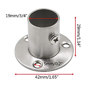 Augiimor 4PCS Closet Rod Support Bracket 3/4" Diameter Stainless Steel Closet Rod Flange Holder End Support Bracket for Closet Wardrobe Shower Curtain Rod