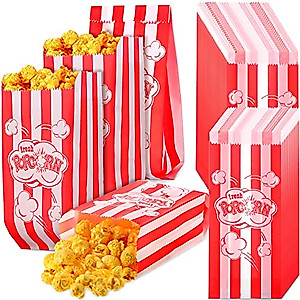 Sherr 500 Pcs Paper Popcorn Bags Disposable Popcorn Bags Individual Servings 1 oz Red and White Paper Bags Popcorn Machine Accessories Small Popcorn Bag for Movie Nights, Concessions, Birthday Party