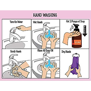 Girls Sets ABA/OT Approved Step-by-Step 9X12" Set of 5 Visual Schedules. Potty Training, Bathing, Shower, Teeth Brushing, Hand Washing.for Autism/Special Needs. Independent Living & Personal Hygiene