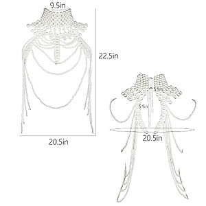 CCbodily Pearl Body Chain Bra - Fashion Shoulder Necklaces Bra Chain Body Jewelry(E-WHITE)