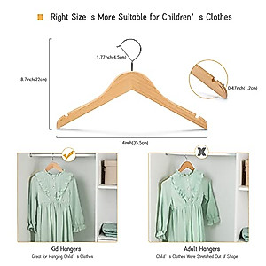 Nature Smile 20 Pack 14 Inches Juniors Preteen Older Children Wooden Clothes Hangers Wood Dress Shirt Hanger Coat Jacket Hangers with Notches and 360° Swivel Anti-Rust Chrome Hook (Natural)
