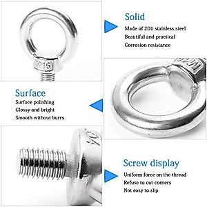 Pack of 2 M16 304 Stainless Steel Ring Shape Shoulder Lifting Rigging Eye Bolt Thread Machinery Shoulder Lifting Forged Eye Bolts
