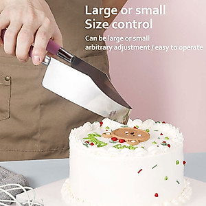 Cake knife slicer and cutter server,stainless steel cake cutter ,for wedding cake knife and server set,Birthday party Wedding and all the Events Pie slicer Pastries Divider Desserts Lever (Purple)