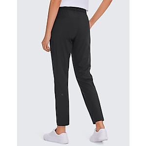 CRZ YOGA Womens 4-Way Stretch Ankle Golf Pants - 7/8 Dress Work Pants Pockets Athletic Travel Casual Lounge Workout Black Medium