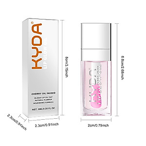 KYDA Hydrating Lip Glow Oil, Clear to Pink, Color Change Effect, Moisturizing Transparent Plumping Lip Oil Tinted for Lip Care and Dry Lips, by Ownest Beauty