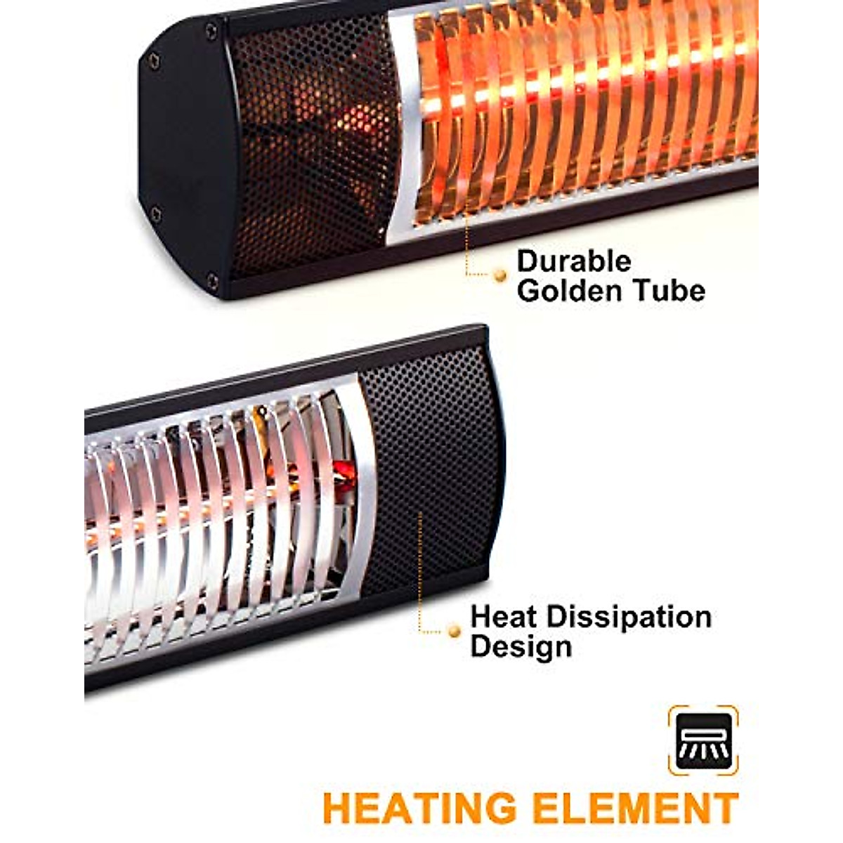 Star Patio Electric Patio Heater, Indoor/Outdoor Heater, Infrared Heater, Wall Mounted, Outdoor Heaters for Patio, Garage Heater, Space Heater, 1500W, Black, STP1580-SW