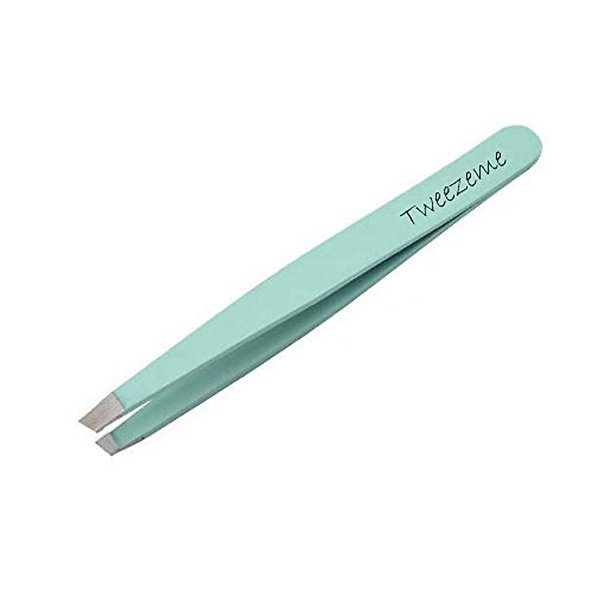 Slant Tip Precision Eyebrow Tweezers - Tweezeme - Stainless Steel Slant Tip Professional Tweezer - Eyebrow and Hair Removal Tweezers for Your Daily Beauty Routine (Blue)