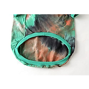 PriPre Dog T Shirt Striped Tie Dye Dog Clothes for Large Dogs Breathable Stretchy Cotton Clothes Dog Pajamas (GreenOrange, Medium)