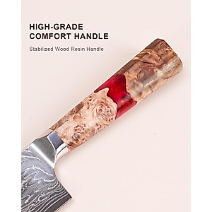 TUO Nakiri Knife 7 inch Japanese Kitchen Knife Nakiri Chef Knife 45-layers AUS-10 Damascus Steel Vegetable Knife Hand Forged Resin Handle with Gift Box