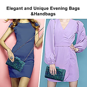 YYW Acrylic Clutch Purses for Women : Marble Evening Bag Vintage Handbags with Detachable Chain for Wedding Bridal Prom Party Ladies Girls Shoulder Crossbody bag (Green)