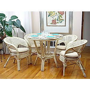 Wickerix Pelangi Handmade Rattan Dining Wicker Chair W/Cushion, White Wash