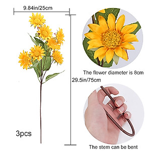 HUAESIN 21 Heads Sunflowers Artificial Flowers Long Stem Fake Sunflowers Silk Sunflower Bouquet for Home Wedding Wreath Party Table Centerpieces Decor
