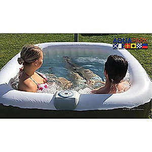 #WEJOY AquaSpa Portable Hot Tub 61X61X26 Inch Air Jet Spa 2-3 Person Inflatable Square Outdoor Heated Hot Tub Spa with 120 Bubble Jets