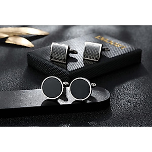 Tomovely 4 Pairs Cufflinks for Men Set Unique Cuff Links Mens Business Groom Gifts A
