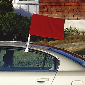 Solid Red Car Window Clip Flag Fade Resistant Vehicle for Patriotic, Sports Events, Parades - Premium - Double Side Printing (Pack of 100)