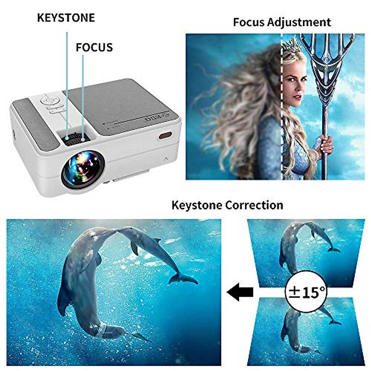 WIKISH Mini Portable Wireless Wifi Projector Bluetooth Led Outdoor Movie Hd Home Theater Video Mirror Projector for iPhone Android Gaming Ps4 Hdmi Usb