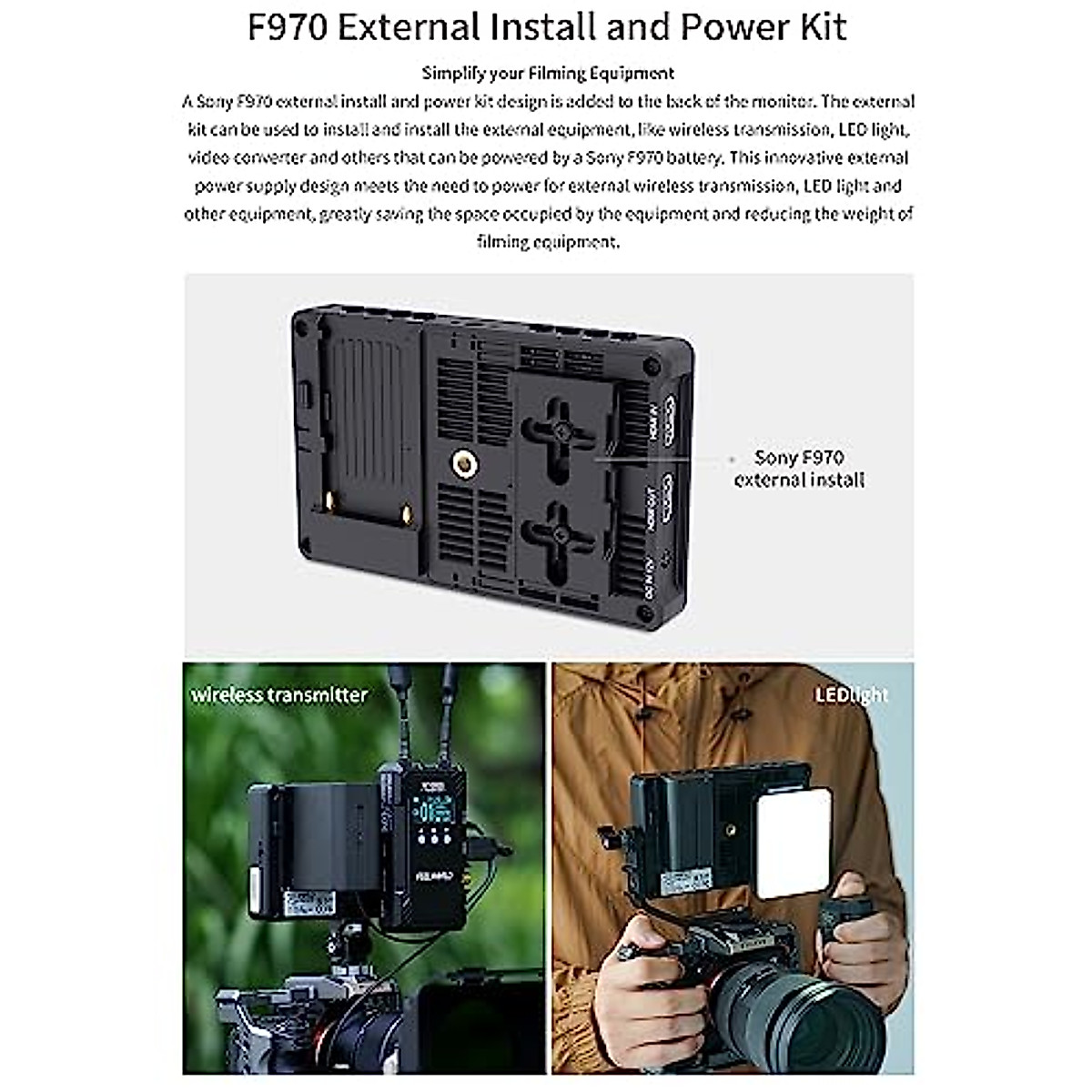 FEELWORLD F6 Pro +Battery +Charger+Carry Case 5.5 Inch 1600nits Touchscreen DSLR Camera Field Monitor with 3D LUT F970 External Kit Install for Power Wireless Transmission FHD 1920x1080 4K HDMI