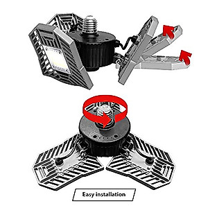 TRIBURST Aluminum LED Garage Lights 6500K 4000 Lumen – Adjustable Ceiling Lights, Ultra Bright Lighting with 144 Bulbs and Multi-Directional Triple Panel for Indoor, Bedroom, Living Room