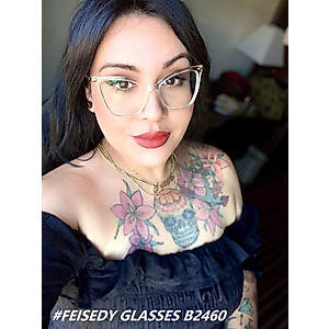 FEISEDY Oversized Cat Eye Glasses Frame with Clear Lenses Eyewear for Women B2460