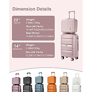 Somago Hardside Spinner Carry On Suitcase Lightweight Luggage Sets with TSA Lock (Nude Pink,14/20)
