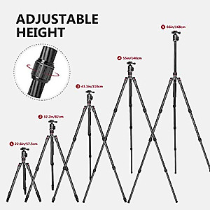Neewer Carbon Fiber 66 inches/168 centimeters Camera Tripod Monopod with 360 Degree Ball Head,1/4 inch Quick Shoe Plate,Bag for DSLR Camera,Video Camcorder,Load up to 26.5 pounds/12 kilograms