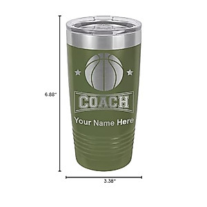 LaserGram 20oz Vacuum Insulated Tumbler Mug, Basketball Coach, Personalized Engraving Included (Camo Green)