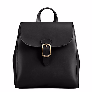 SUNLIGHT LEAVES Simple Vegan Leather Flap 3 Way Convertible Backpack For Women Classic Vintage Faux Leather Fashion Daypack (Black)